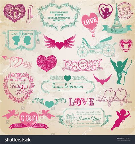 Scrapbook Design Elements Valentines Day Love Stock Vector Royalty