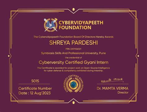 Shreya Pardeshi On Linkedin Internshipcompletion Cybervidhyapeeth
