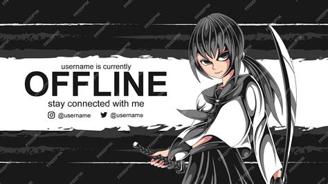 Premium Vector Samurai Anime Girl Offline Banner For Twitch