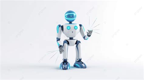 Blue Robot Holding Scissors On White Background 3d Rendering Robot
