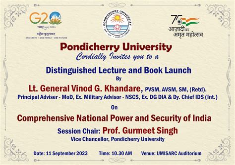 Distinguished Lecture And Book Launch By Lt General Vinod G Khandare