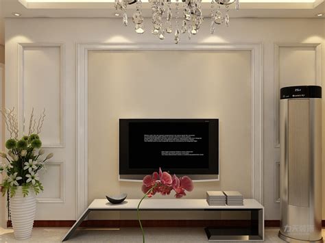 客餐厅墙面通刷暖色乳胶漆，顶面使用回型吊顶加上发光灯池，家具颜色 装修美图 新浪家居