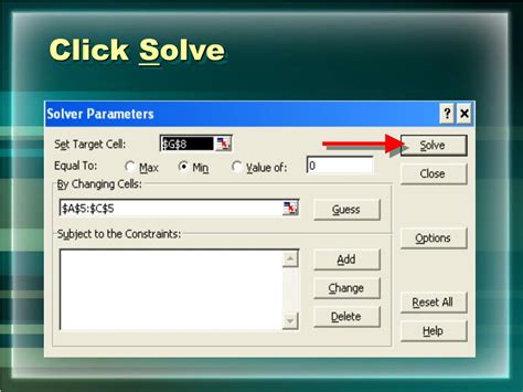PPT Using Microsoft Excel Solver Function PowerPoint Presentation Free Download ID 3040705