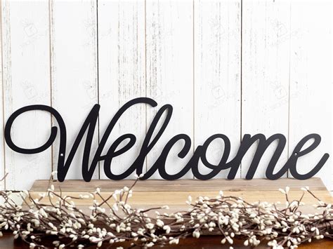 Welcome Sign Metal Wall Art Metal Sign Welcome Script Sign Wall