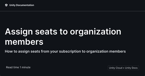 Assign Seats To Organization Members • Unity Cloud • Unity Docs
