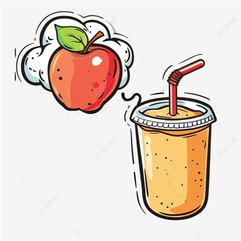 Cartoon Apple Juice Box And Thought Bubble As A Printed Sticker Apple