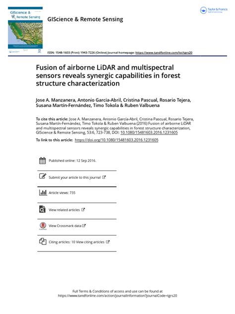 Fusion Of Airborne Lidar And Multispectral Sensors Reveals Synergic