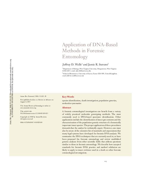 Pdf Application Of Dna Based Methods In Forensic Entomology