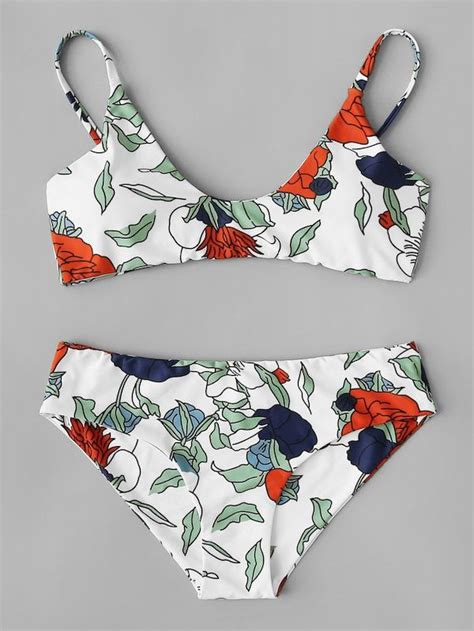 Random Floral Bikini Set SheIn Sheinside Bikinis Low Rise Bikini 15744