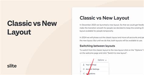 Classic Vs New Layout