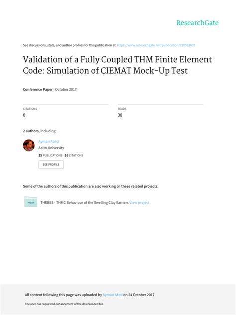 Validation Of A Fully Coupled Thm Finite Element Code Simulation Of