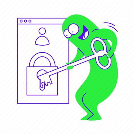 Character Hacks Emails Lock Protection Secure Security Icon