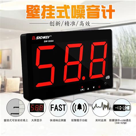 SNDWAY 深达威分贝仪壁挂式噪音计SW525A 环境噪音计检测仪大屏幕 阿里巴巴