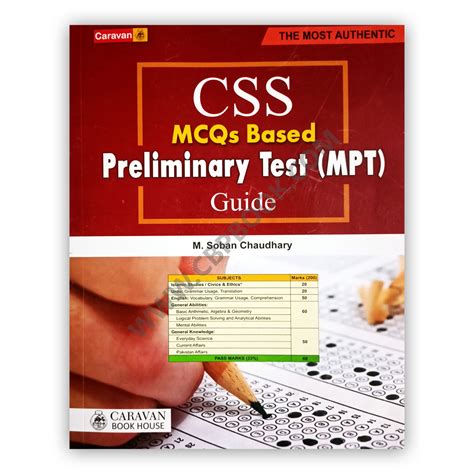 Css Mcqs Based Preliminary Test Mpt Guide By M Soban Ch Caravan