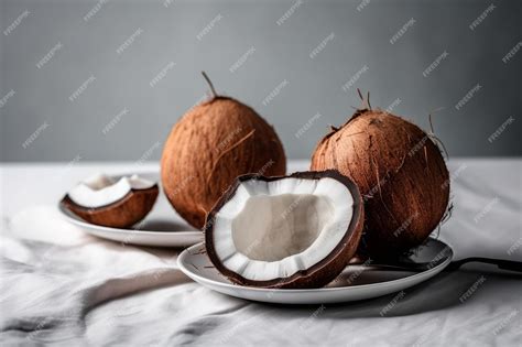 Premium Photo Ai Generated Illustration Of Freshly Cut Coconuts