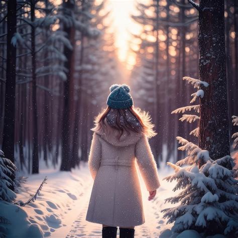 Premium Photo Girl In The Snowy Forest