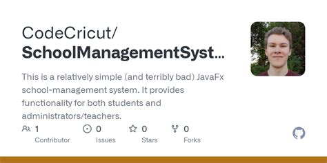 Github Codecricutschoolmanagementsystem This Is A Relatively Simple And Terribly Bad