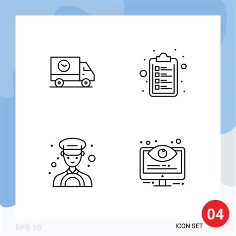 Set Of 4 Modern Ui Icons Symbols Signs For Buy Driver Speed Clipboard Configuration Editable
