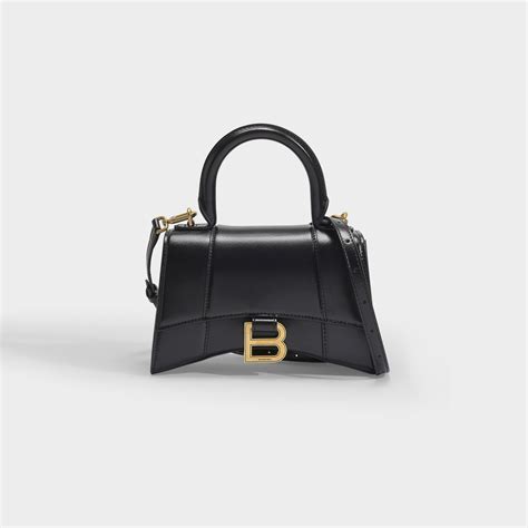 Balenciaga Hourglass Xs Top Handle Bag In Black Calfskin Lyst