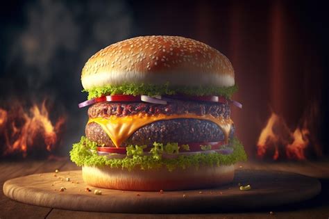 Premium Ai Image Delicious And Mouthwatering Hamburger Cheeseburger