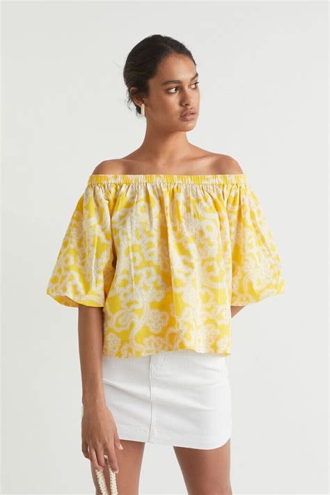 Seed Heritage Off Shoulder Puff Sleeve Blouse Size 12 Gem