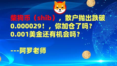 柴狗币（shib），散户抛出跌破0 000029！，你加仓了吗？0 001美金还有机会吗？ 数字货币区块链投资，火币，okex，币安交易所