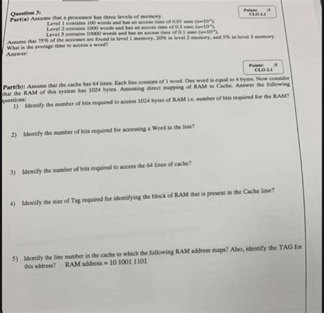solved question 3 part a assume that a processor has three