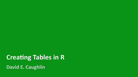 creating tables in r youtube