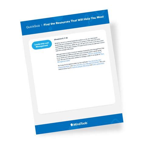 Test Your Skills Quick Quiz Mind Tools Store Mindtools