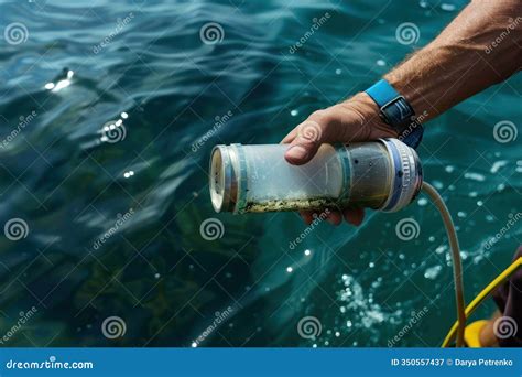 Exploring Marine Life Sampling Seawater For Scientific Research Stock
