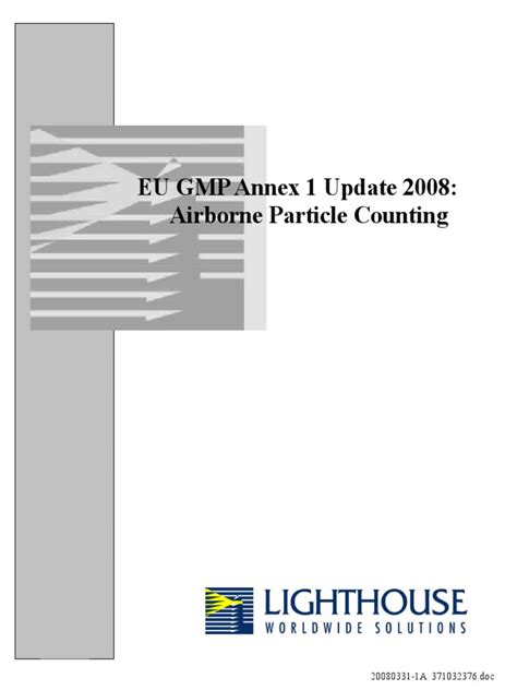 Eu Gmp Annex 1 Update 2008 Particle Counting Pdf Environmental Monitoring Science