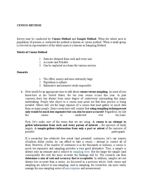 About Census Sampling Method Pdf Marketing Research Sampling