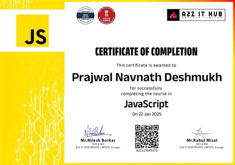 🎉💐 I Am Excited To Share That Ive Completed Javascript 💐🎉 🎉💐 Prajwal Deshmukh
