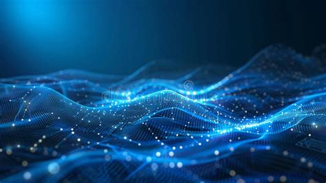Abstract Blue Tech Background With Digital Waves Dynamic Network