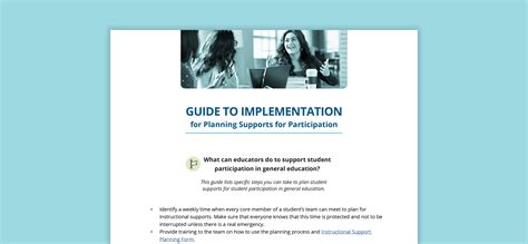 Guide To Implementation For Planning Supports For Participation Texas Sped Support