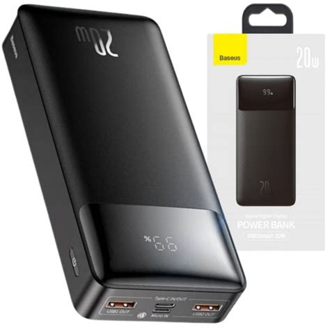 SZYBKI POWERBANK BASEUS 20000MAH 20W PD 3x USB USB C 3A QC 3 0