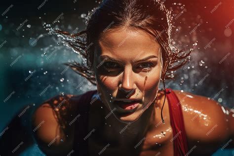 Premium Ai Image Fit Swimmer Training In The Swimming Pool