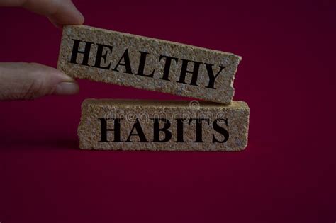 Healthy Habits Symbol Concept Word Healthy Habits On Brick Blocks