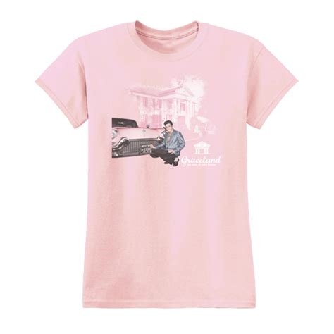 Elvis Pink Classic Car Graceland Womens T Shirt Graceland Official Store