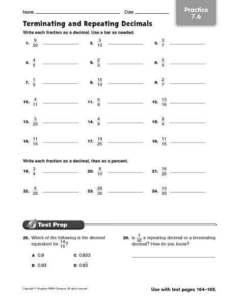 Terminating And Repeating Decimals Worksheet Pro Worksheet