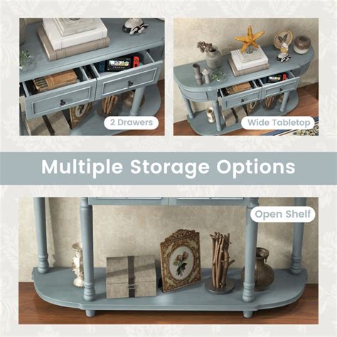 52 Retro Console Table With 2 Drawers And Open Shelf Entryway Sofa
