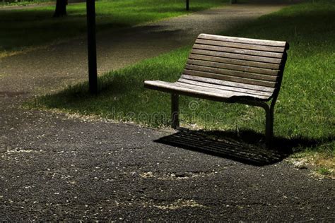 Bench In The Park At Night Stock Image Image Of Night 144613783