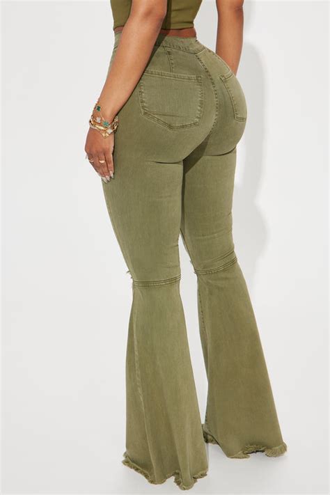 Mystery Solved Extreme Bell Bottom Jeans Olive Fashion Nova