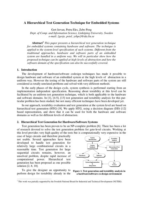 Pdf A Hierarchical Test Generation Technique For Embedded Systems