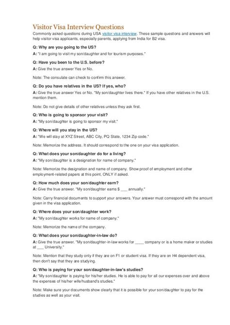 Usa Tourist Visa Interview Questions Youtube