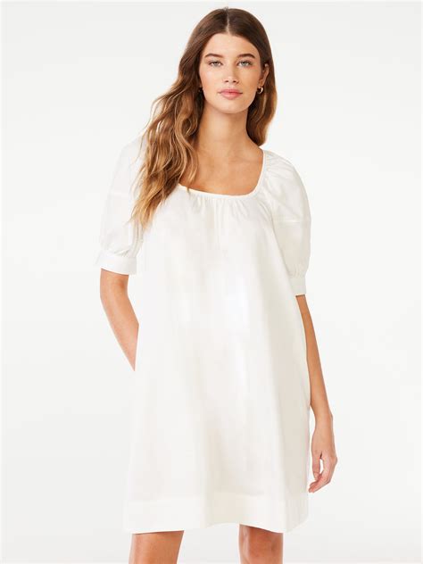 Free Assembly Womens Square Neck Mini Dress With Puff Sleeves Sizes