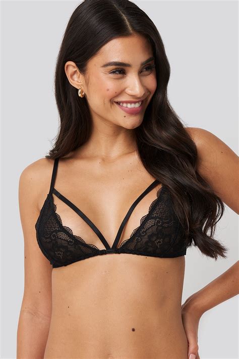 Strap Lace Detail Bra Black Na Kd