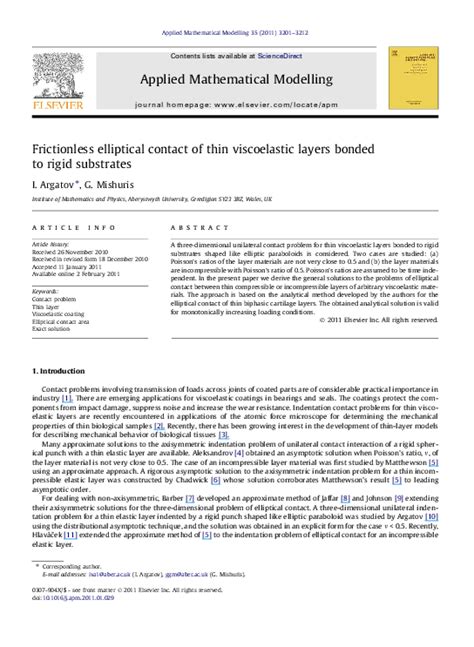 Pdf Frictionless Elliptical Contact Of Thin Viscoelastic Layers Bonded To Rigid Substrates