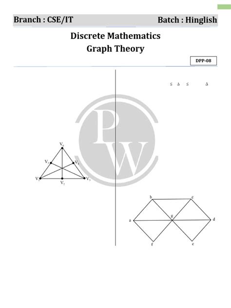 Graph Theory Dpp 08 Of Lec 11 Pdf Vertex Graph Theory Graph Theory