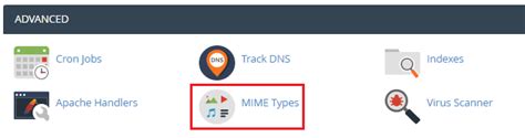 how to create a mime type in cpanel whuk